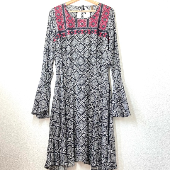 Stetson | Dresses | Stetson Rayon Embroidered Dress Lattice Print Swing ...